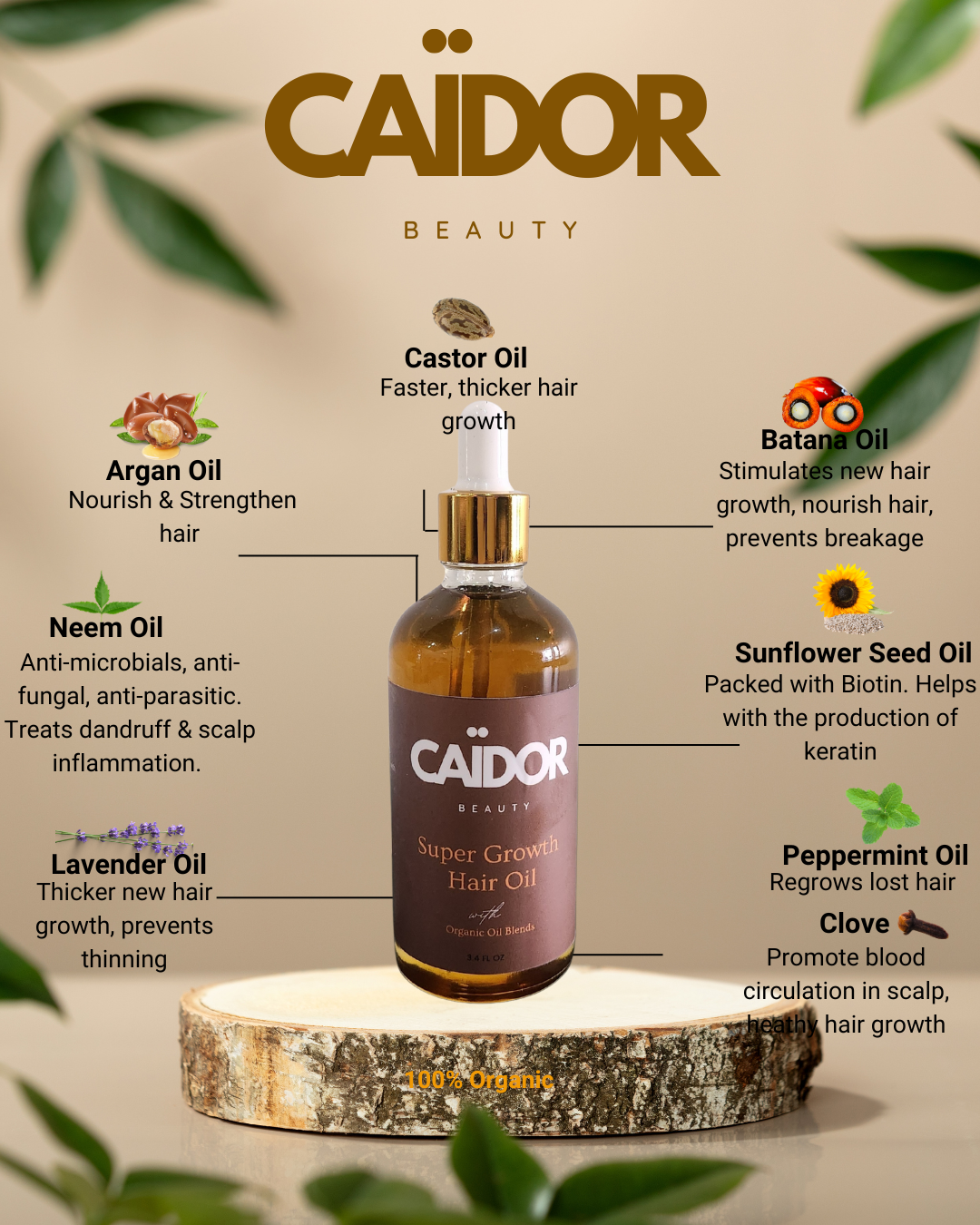 Super Growth Daily Hair Oil (3.4 fl oz) – Caidor Beauty